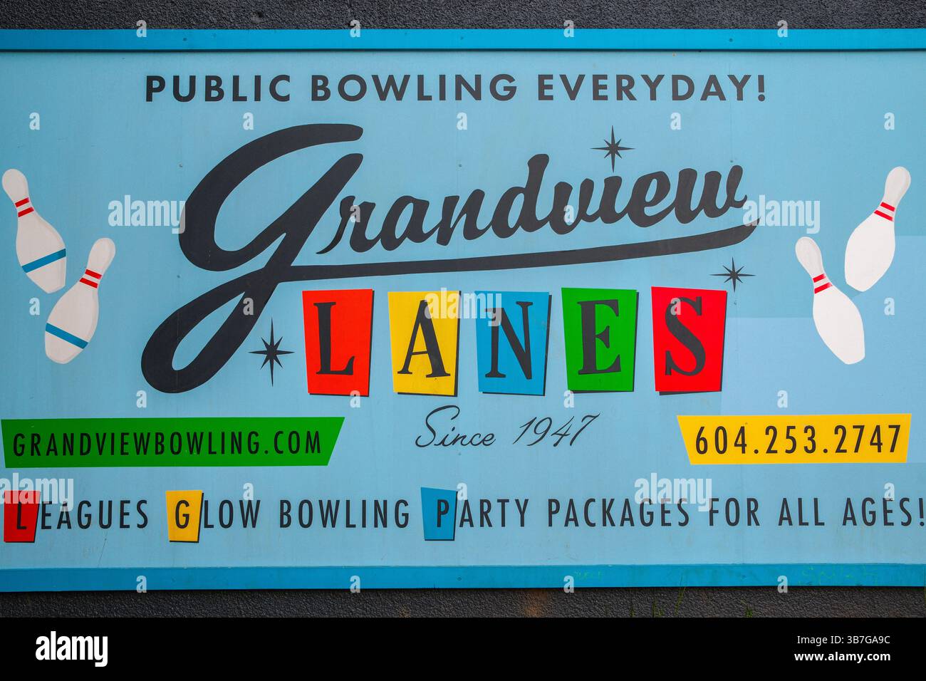 The colourful sign at Grandview Lanes along Commercial Drivei in ...