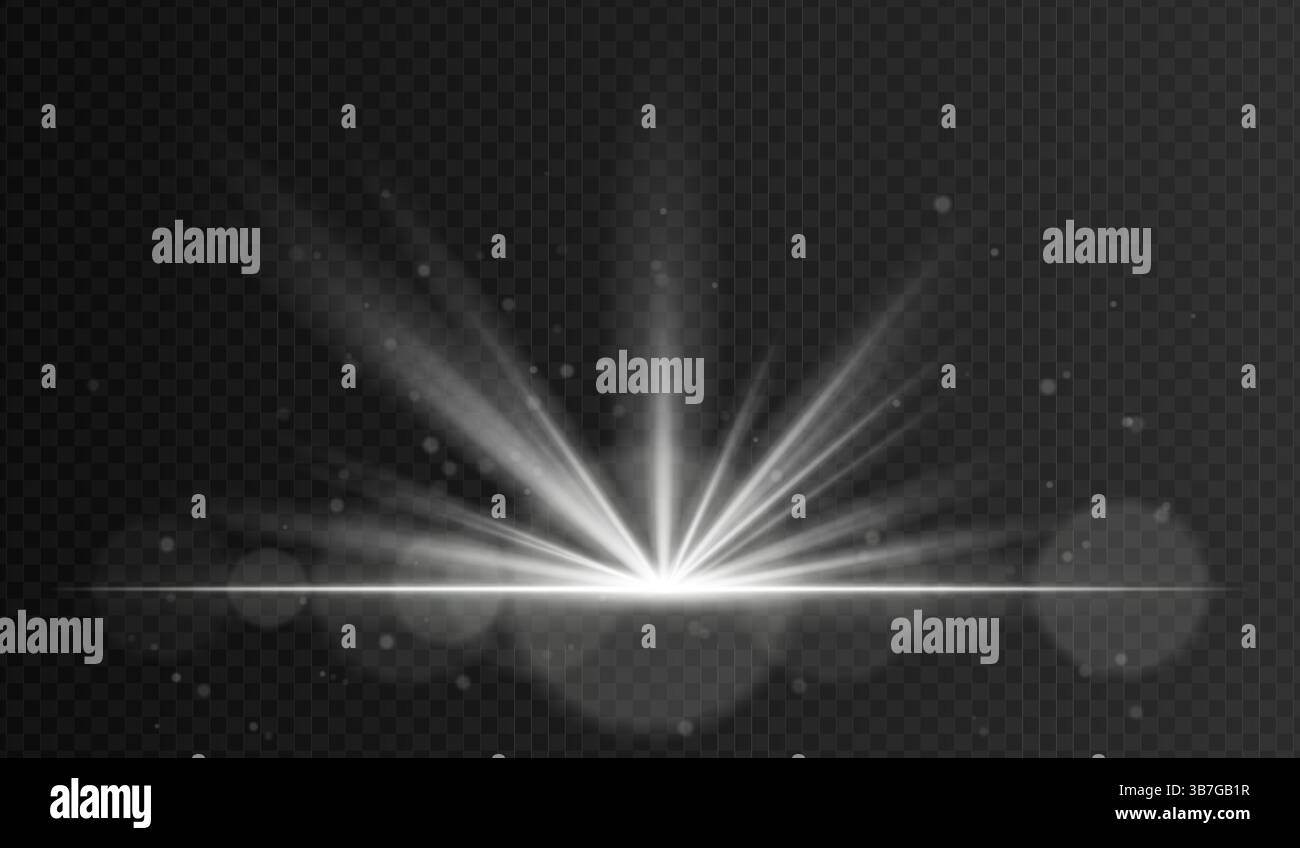 White radial spotlight with glowing rays and floating particles. Ideal ...