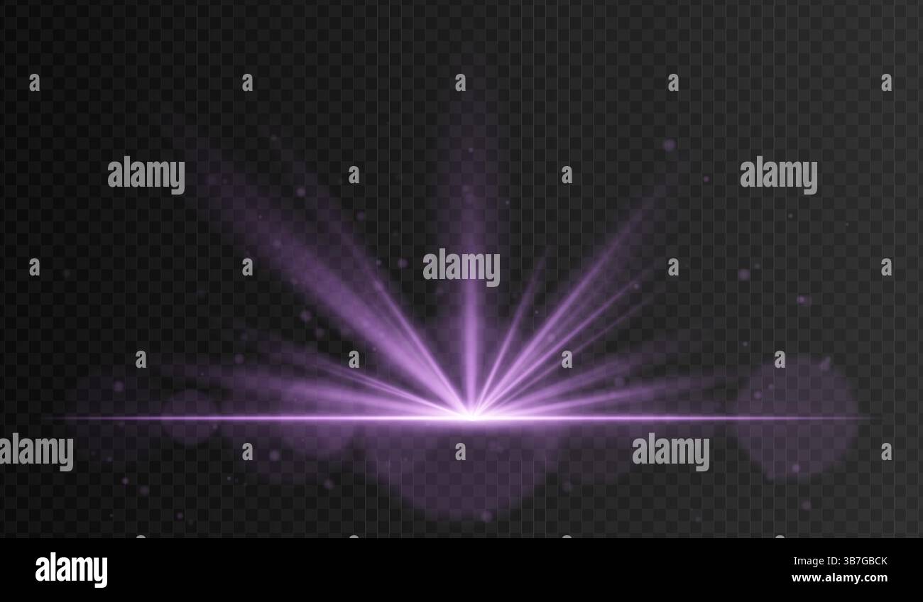 Purple radial spotlight with glowing rays and floating particles. Ideal ...