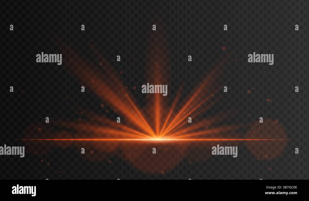 Orange radial spotlight with glowing rays and floating particles. Ideal ...