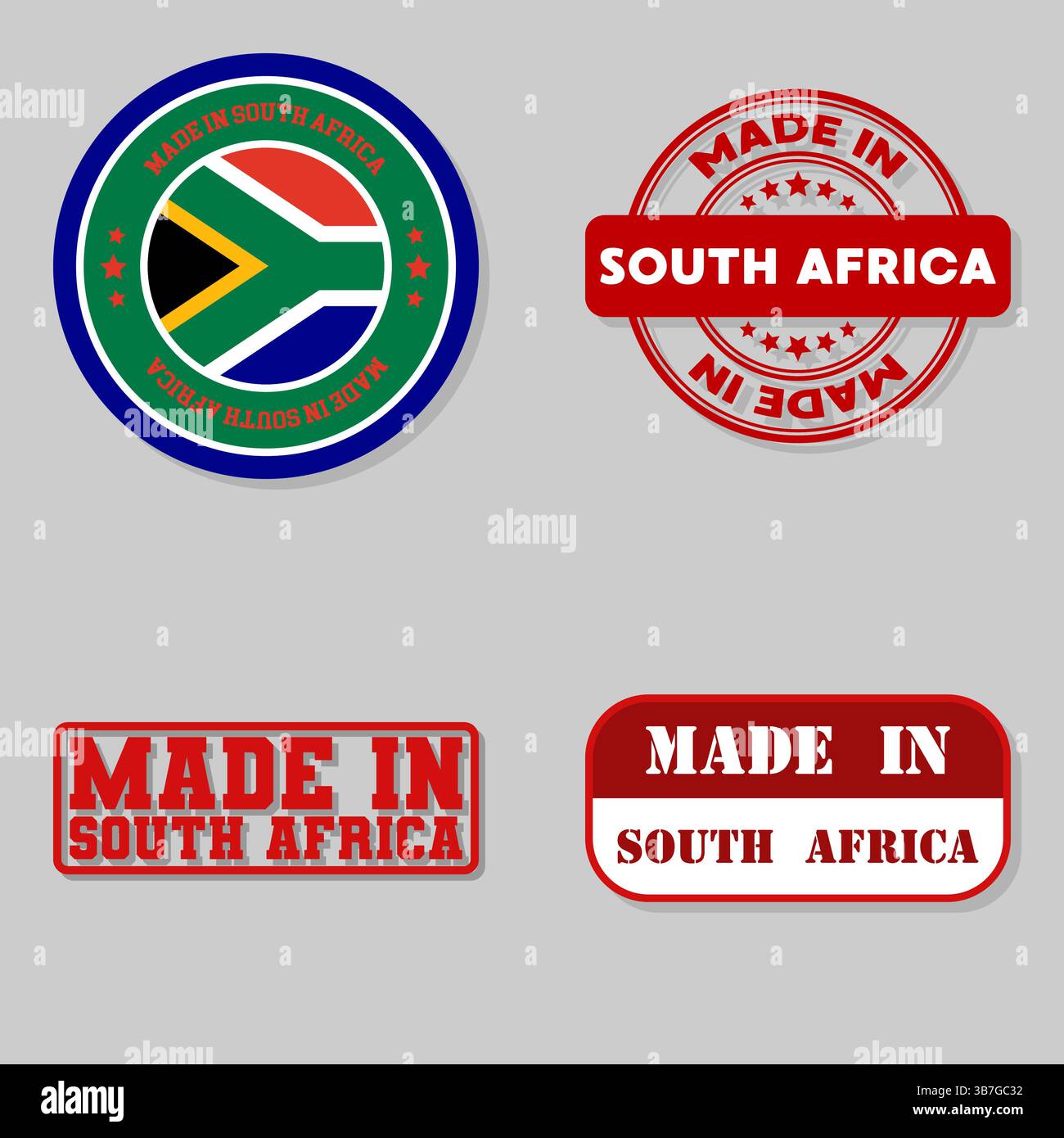 Set of four stamps with flag made in South Africa Stock Vector Image ...