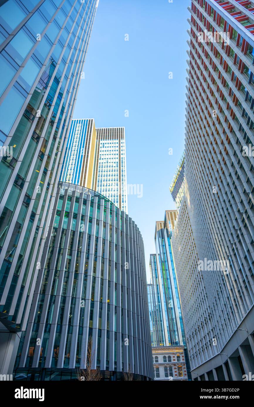 Skyscrapers dominate the urban landscape of London City, reflecting a ...