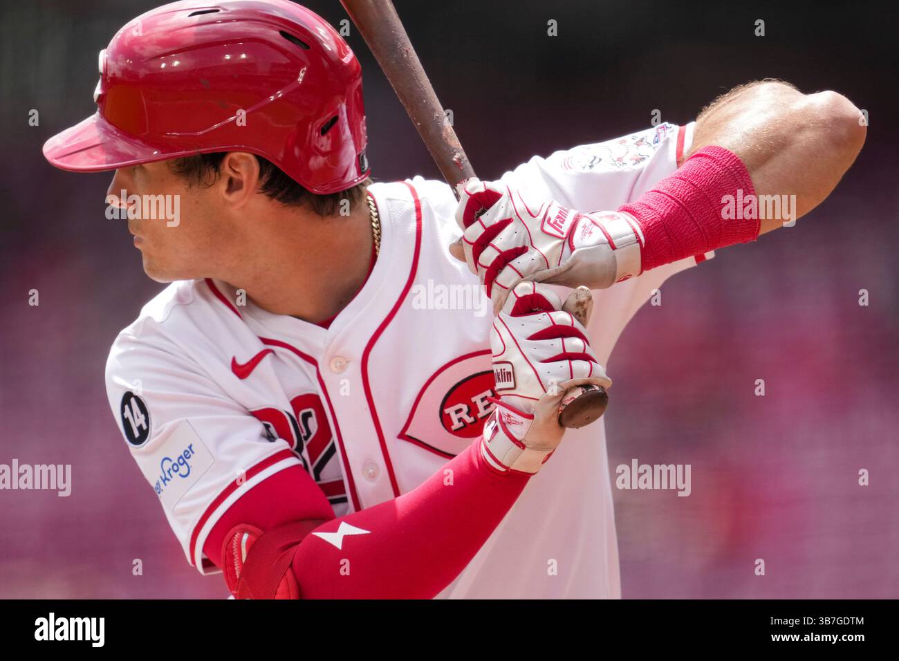 Cincinnati Reds' Tyler Callihan bats during the first baseball game of ...