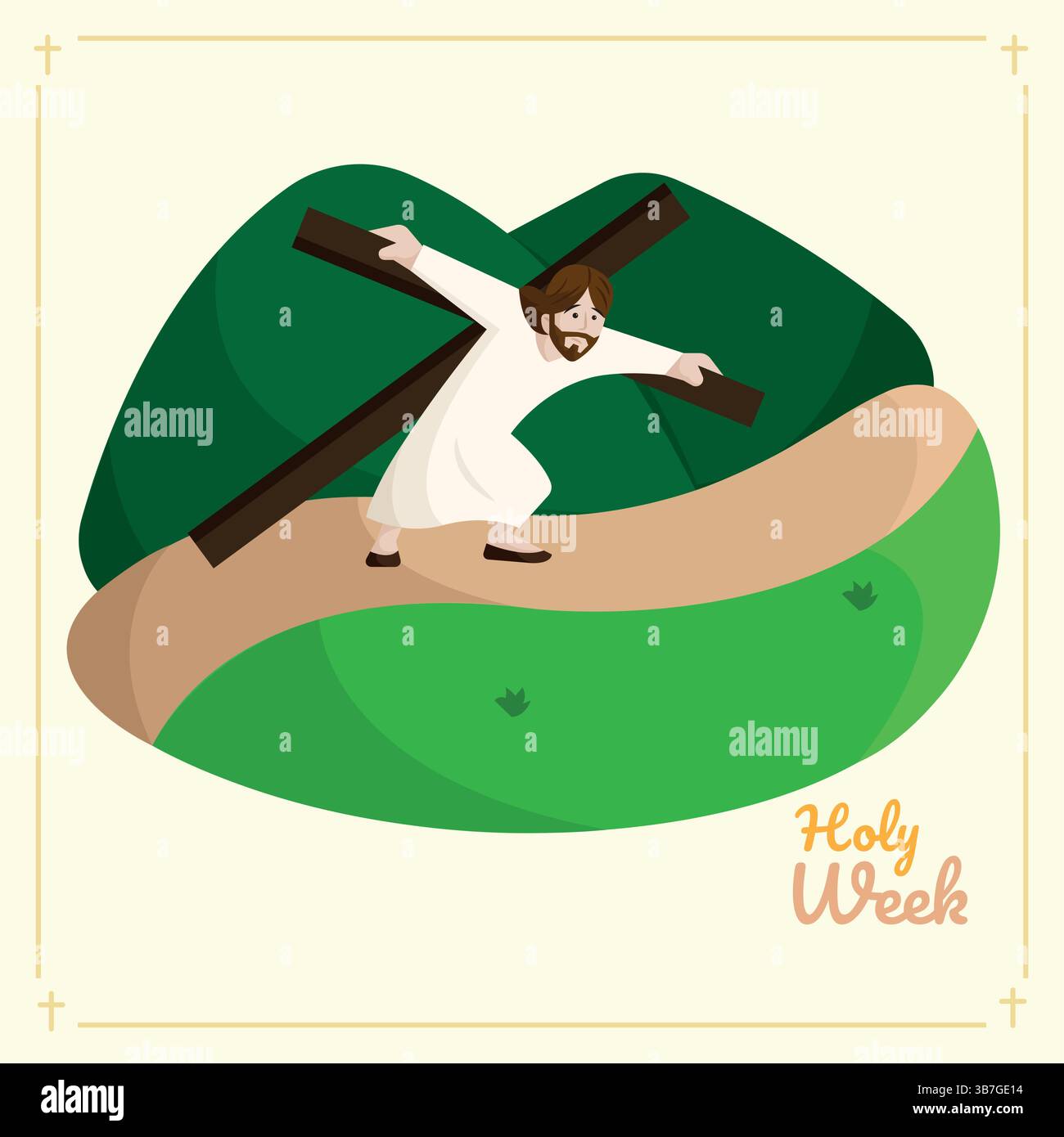 Jesus carrying cross. Vector illustration Stock Vector Image & Art - Alamy