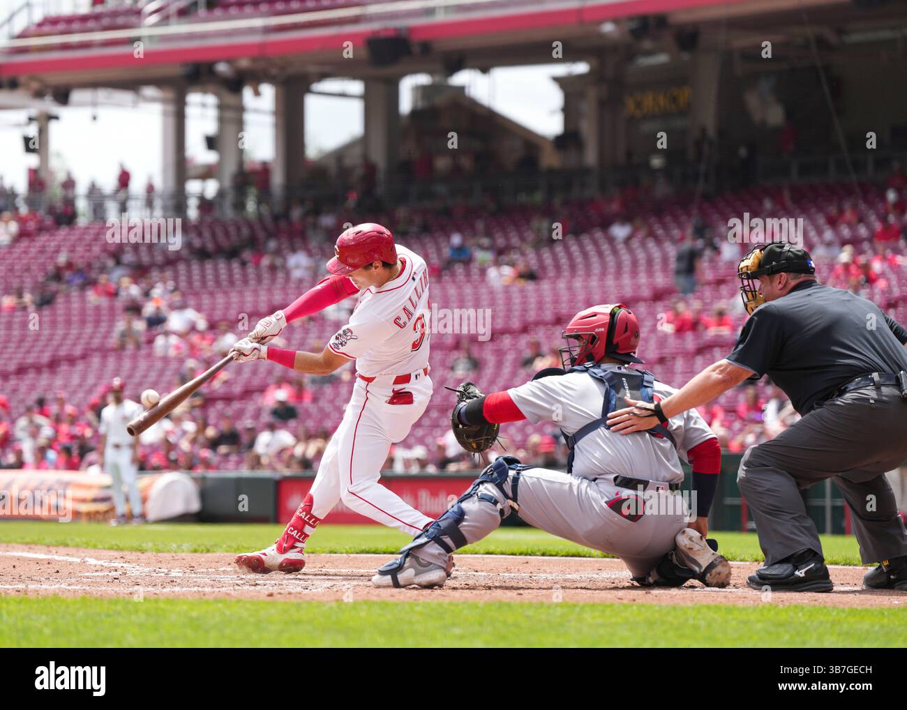 Cincinnati Reds' Tyler Callihan bats during the first baseball game of ...