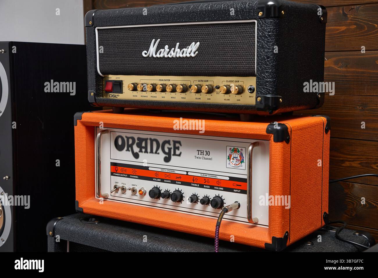 Orange guitar amplifier tube amp head TH30, Marshall DSL 20 Stock Photo ...