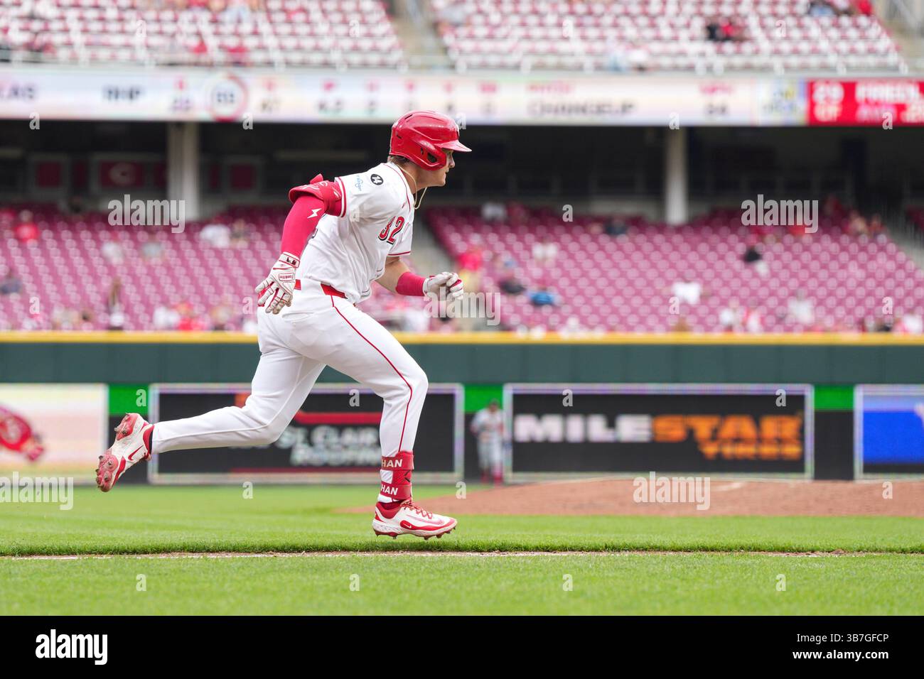 Cincinnati Reds' Tyler Callihan bats during the first baseball game of ...