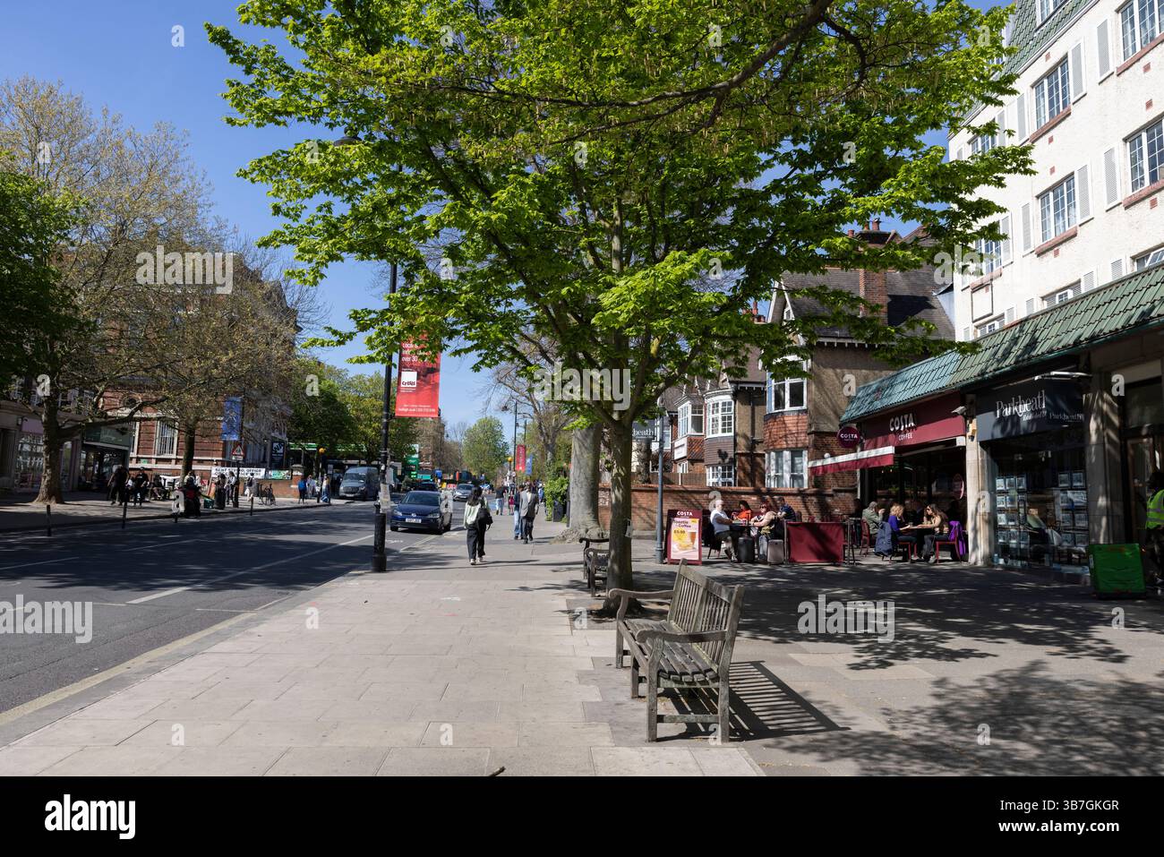 Haverstock Hill, Belsize Park high street, Northwest London, England ...