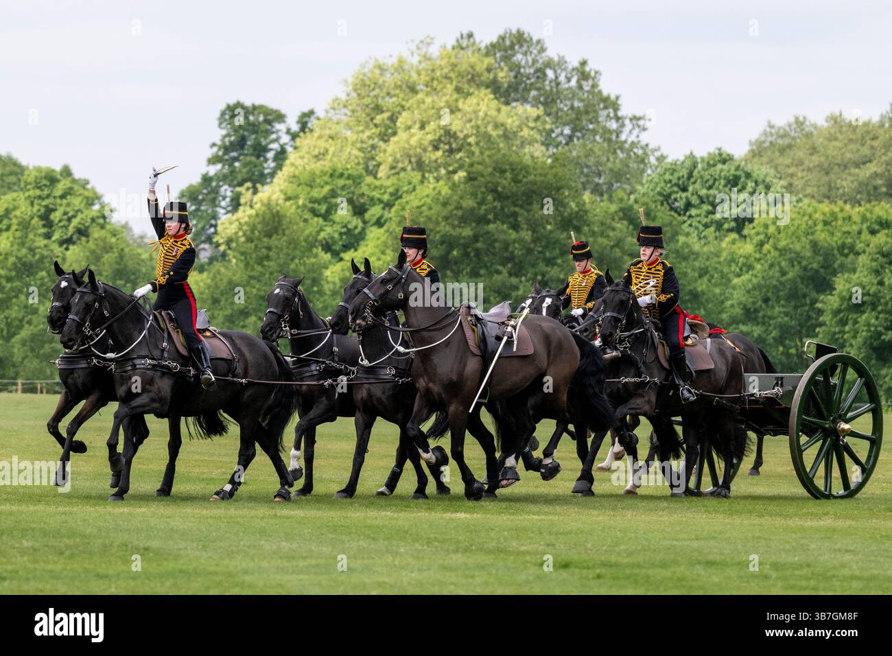London, UK. 6 May 2025. Members of The King’s Troop Royal Horse ...