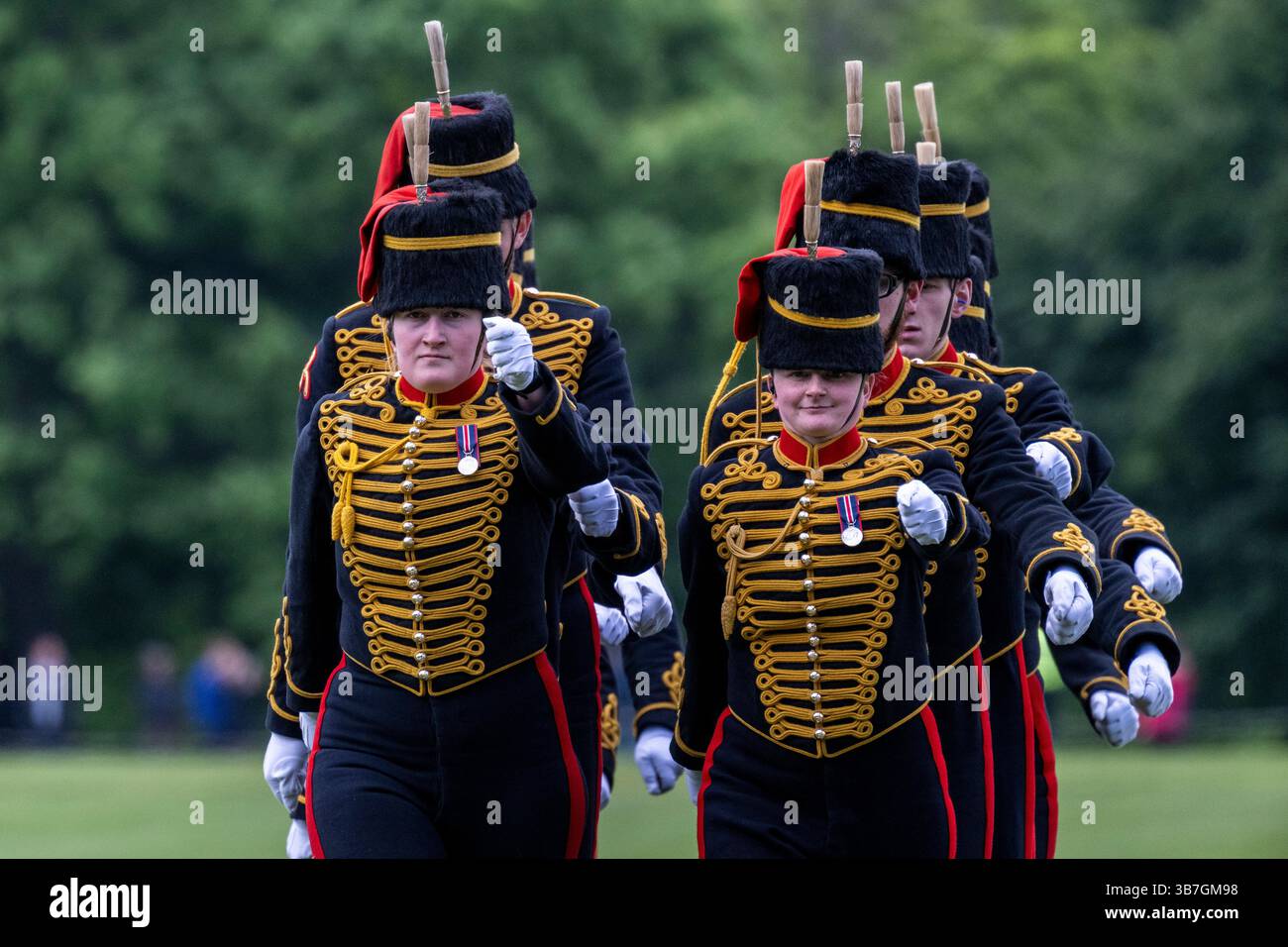 London, UK. 6 May 2025. Members of The King’s Troop Royal Horse ...