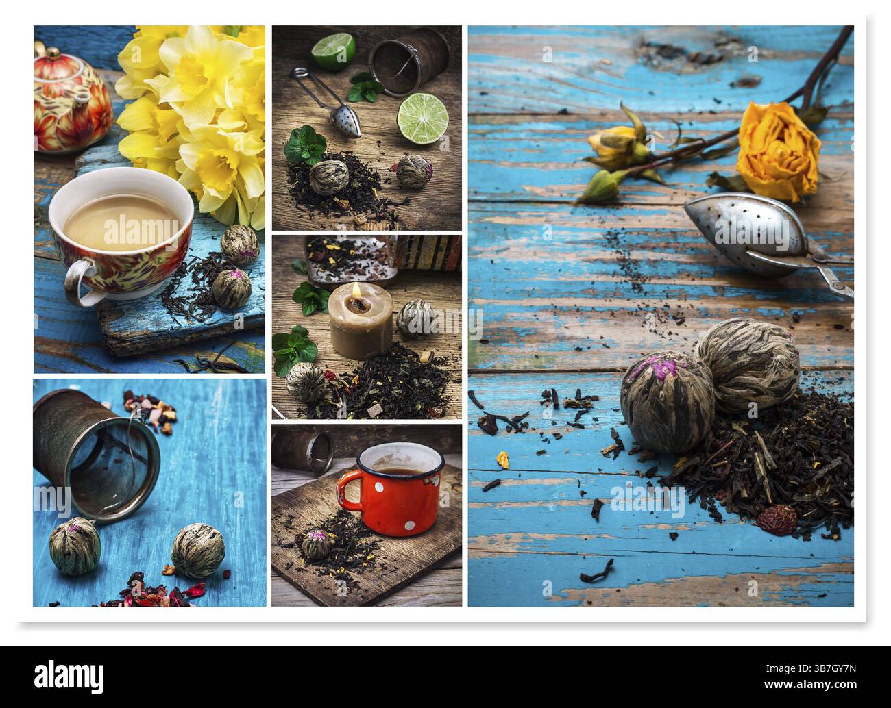 Roses tea on table Cut Out Stock Images & Pictures - Alamy