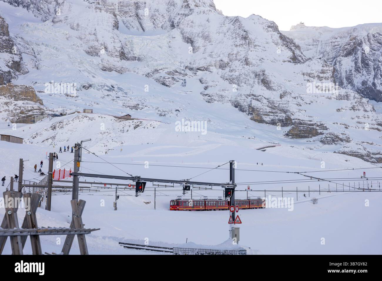 Railroad Cog Train Jungfraubahn in a Snowy Sunny Winter Day and ...