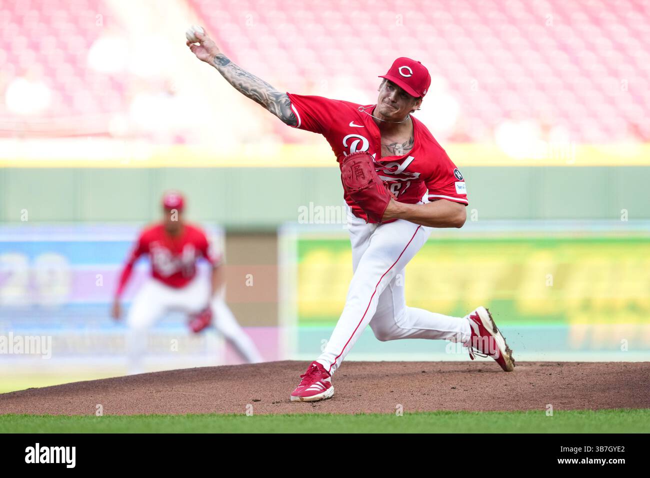 Cincinnati Reds pitcher Chase Petty throws during the second baseball ...