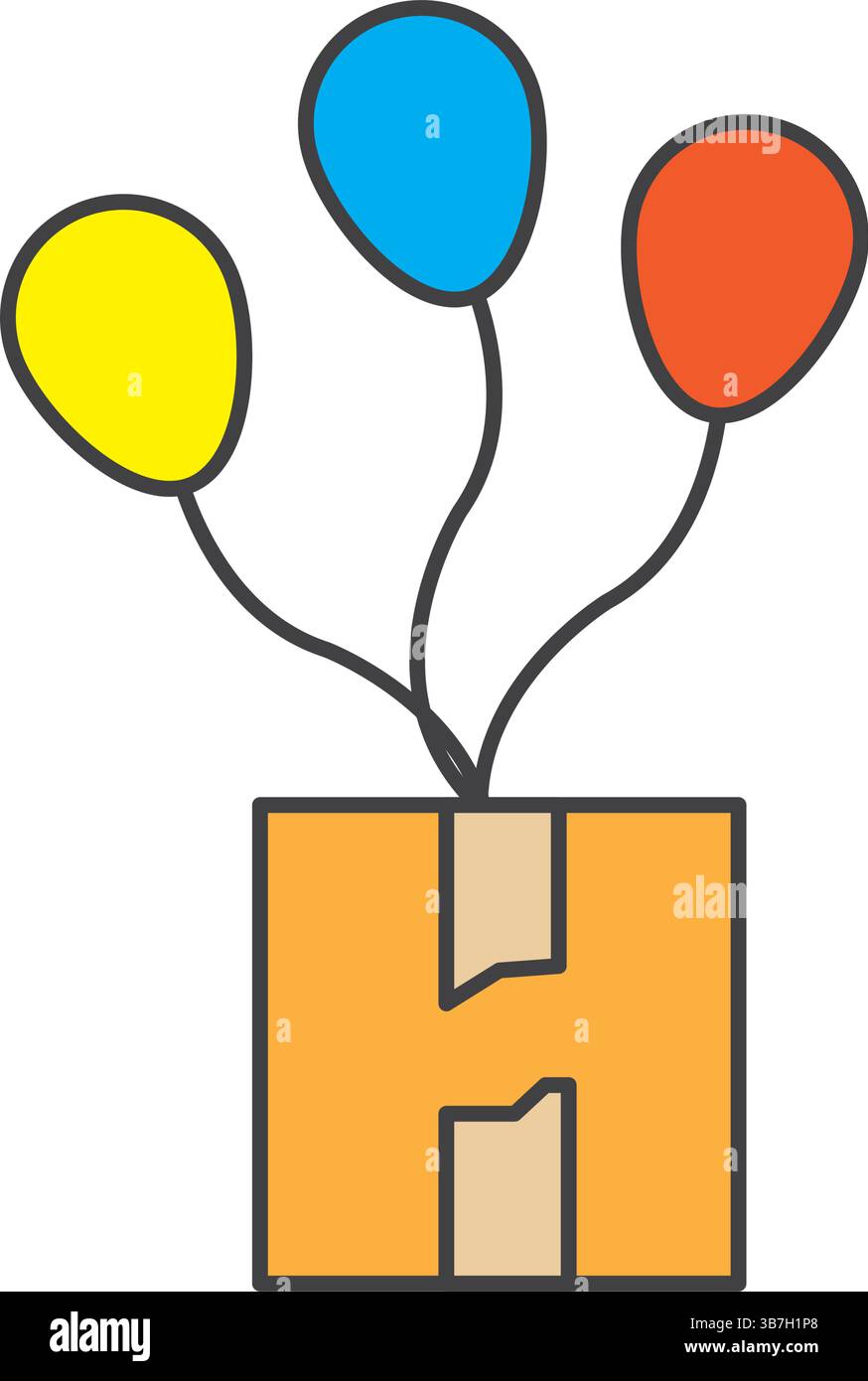 Floating box with balloons. Vector illustration Stock Vector Image ...
