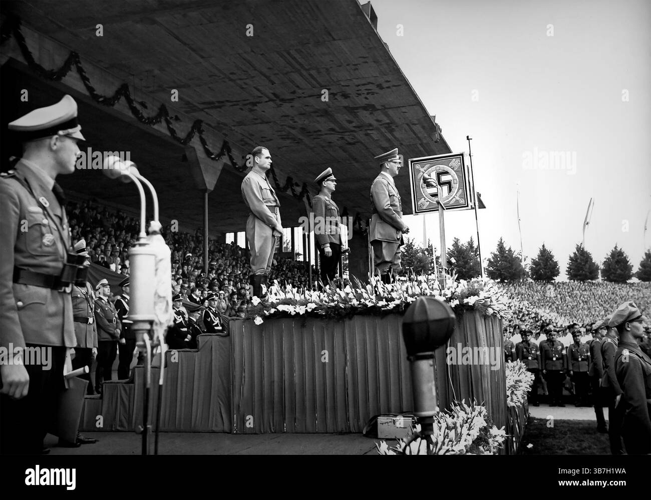 Adolf Hitler in the stadium of the Hitler Youth in Nuremberg Stock ...