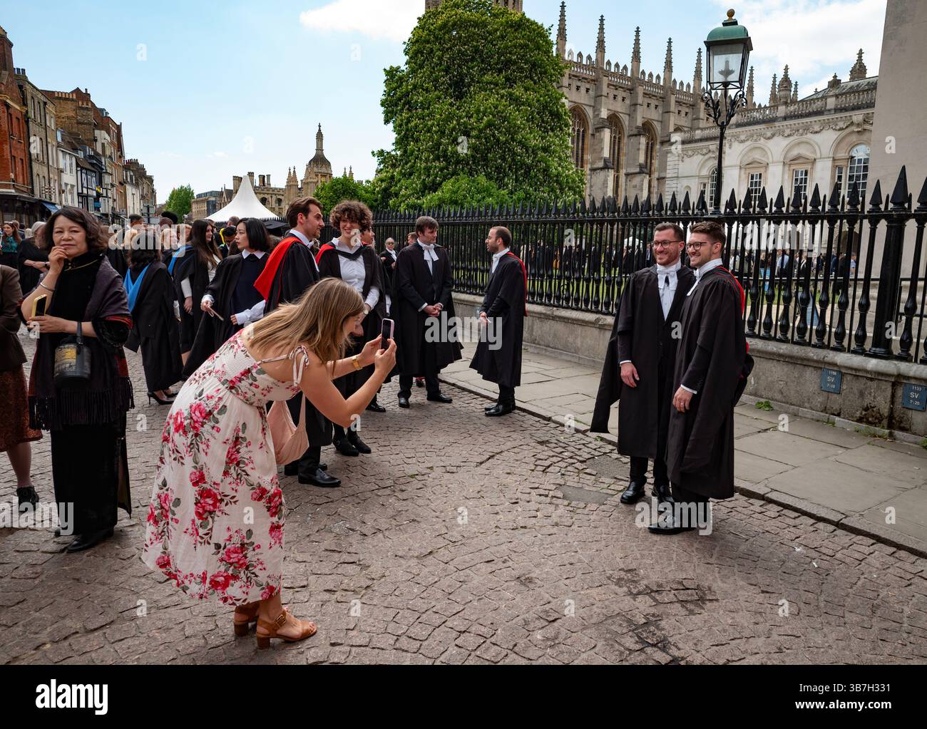 Cambridge University Graduation Day on 3 May 2025. Students queue along ...
