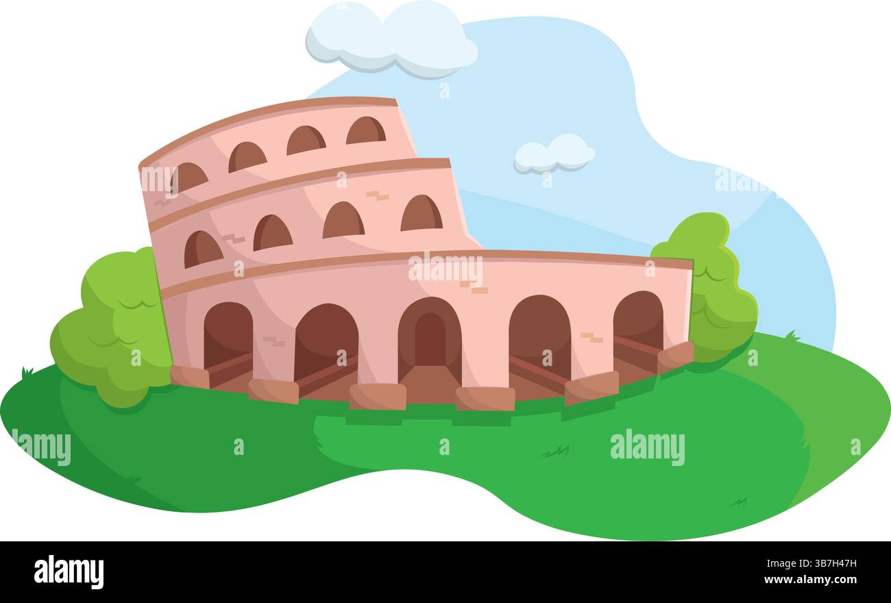 Roman amphitheater cartoon style. Vector illustration Stock Vector ...