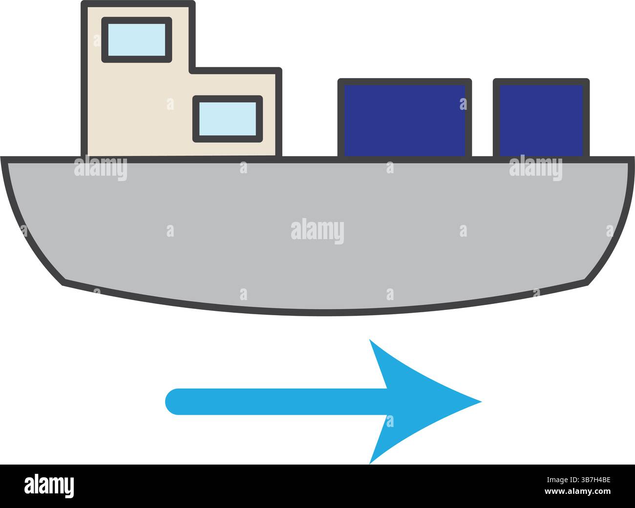 Cargo ship with blue arrow. Vector illustration Stock Vector Image ...