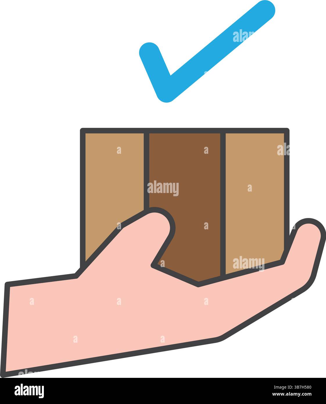 Hand holding delivered box. Vector illustration Stock Vector Image ...