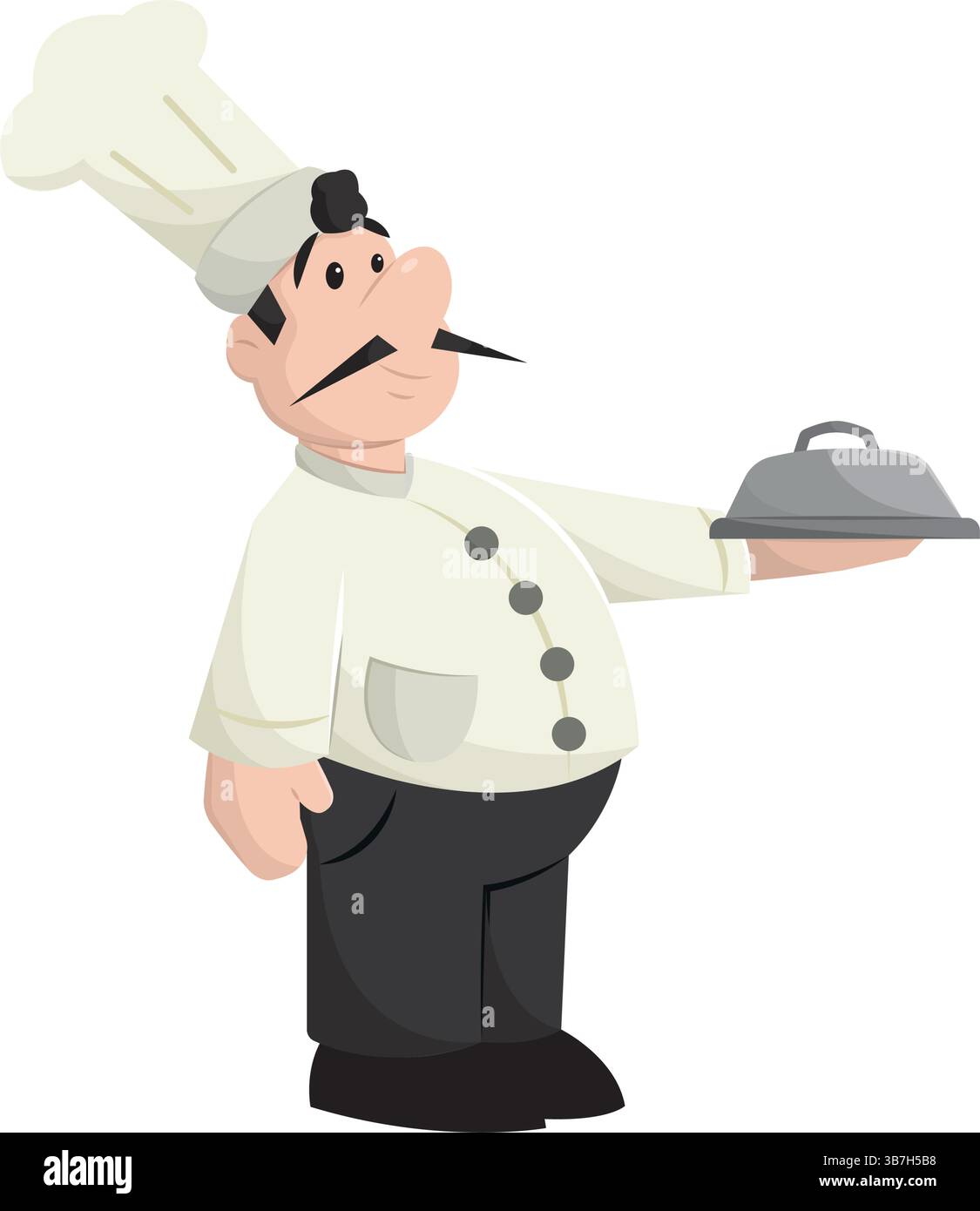 Italian chef holding tray. Vector illustration Stock Vector Image & Art ...