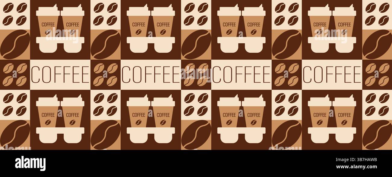 Coffee and tea geometric pattern in Bauhaus style. Abstract print ...