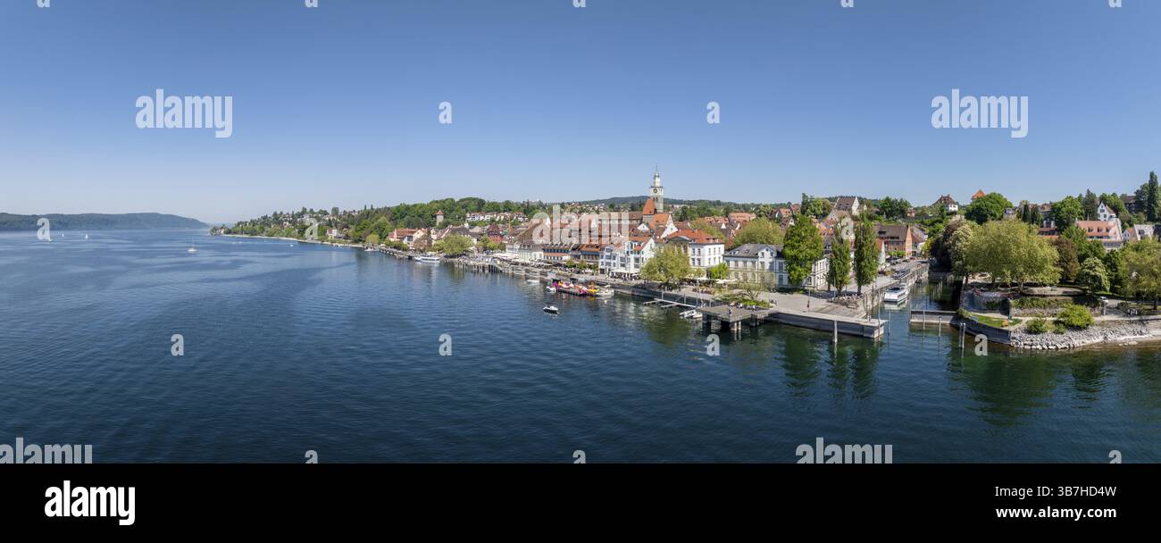 Aerial view, panorama of Ueberlingen on Lake Constance with the ...
