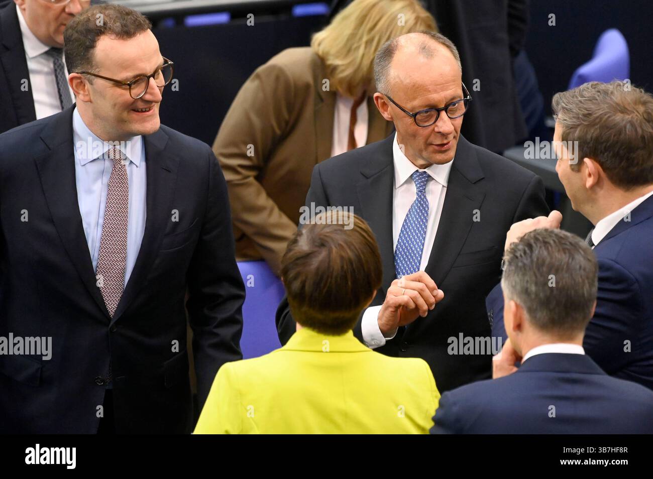 Jens Spahn, Saskia Esken, Friedrich Merz, Thorsten Frei und Lars ...