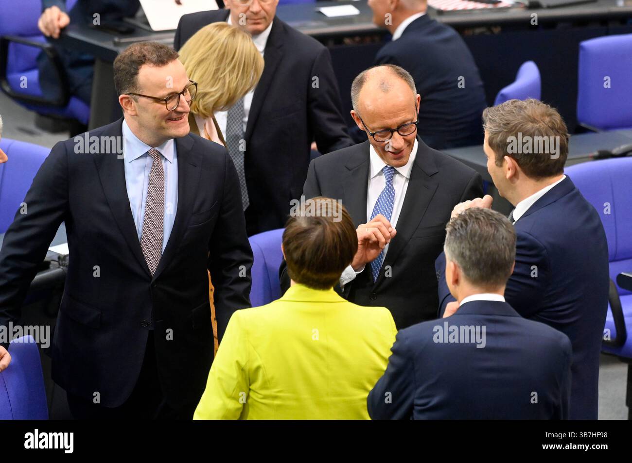Jens Spahn, Saskia Esken, Friedrich Merz, Thorsten Frei und Lars ...