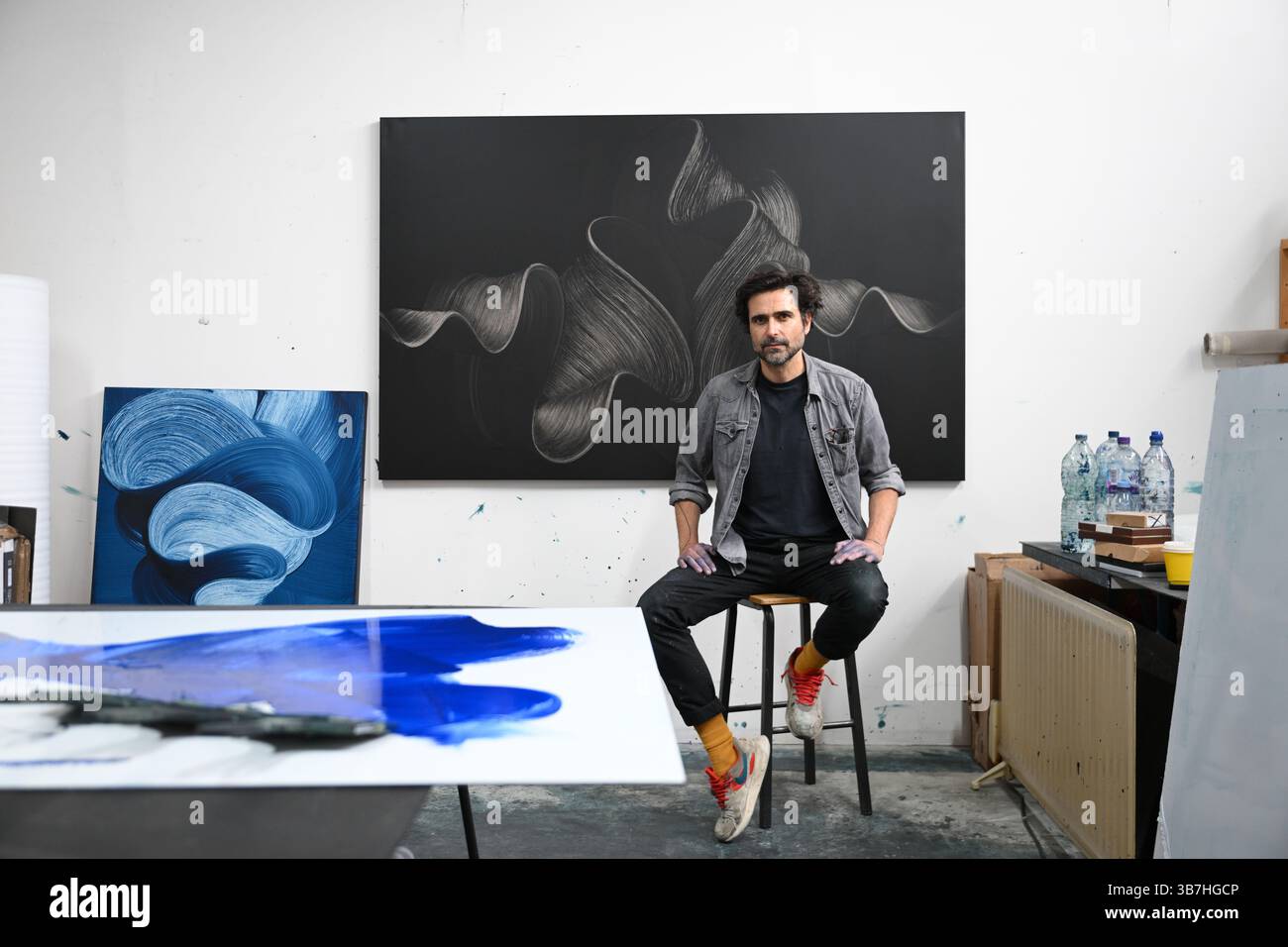 EDITORIAL USE ONLY Artist Kostas Papakostas at his studio preparing for ...