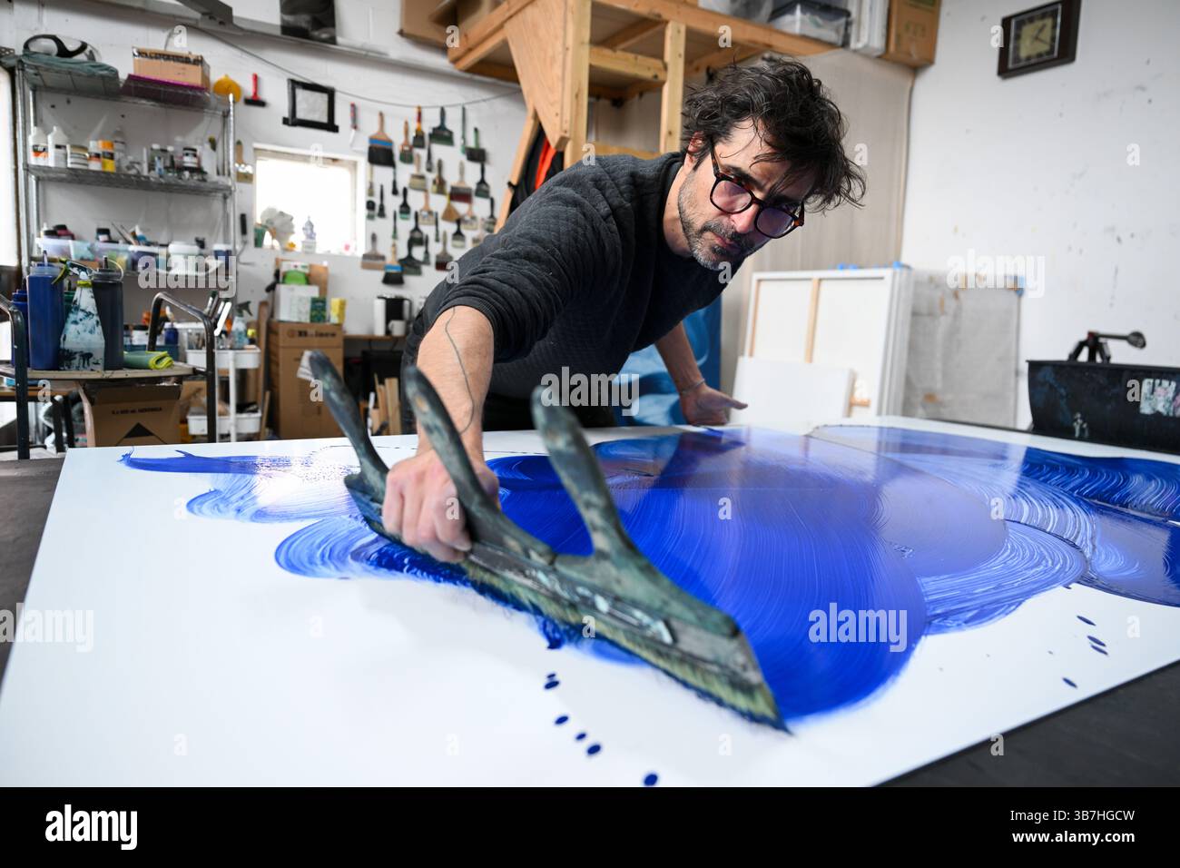 EDITORIAL USE ONLY Artist Kostas Papakostas at his studio preparing for ...