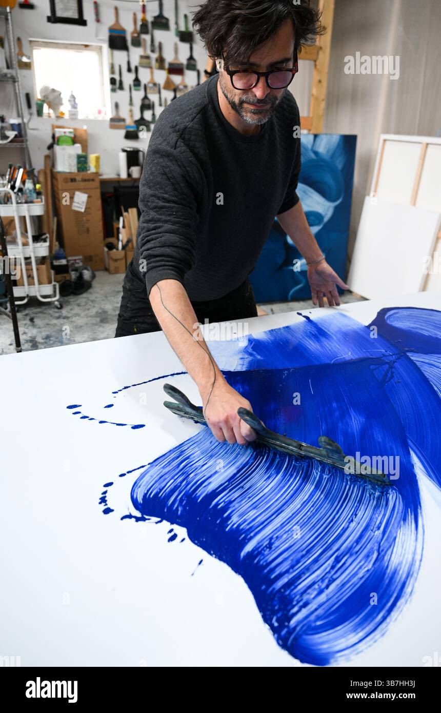 EDITORIAL USE ONLY Artist Kostas Papakostas at his studio preparing for ...
