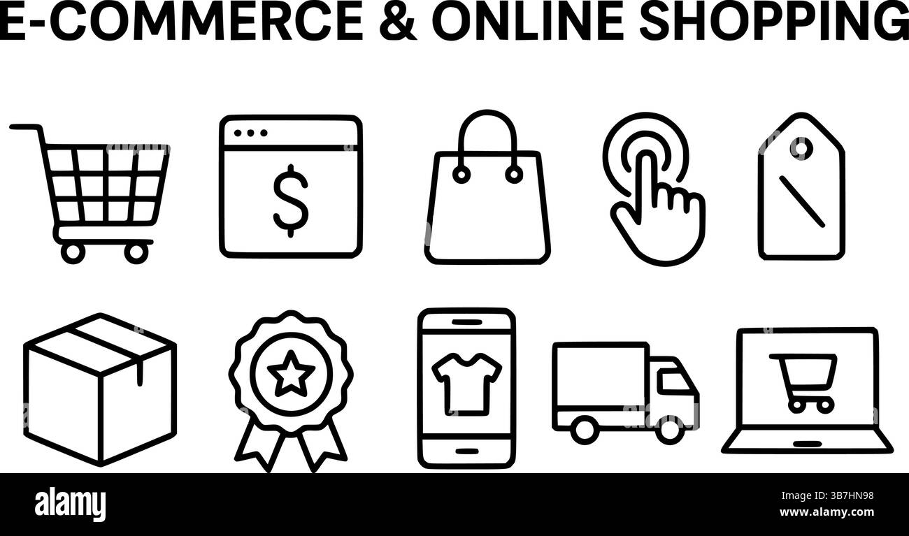E-commerce and Online Shopping Icons Set Vector — Cart, Payment ...