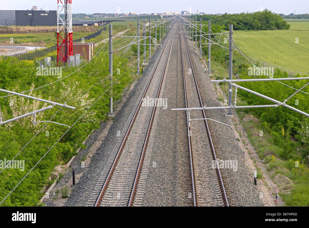 New Double Tracks Straight Railway for High Speed Trains in Green Field ...