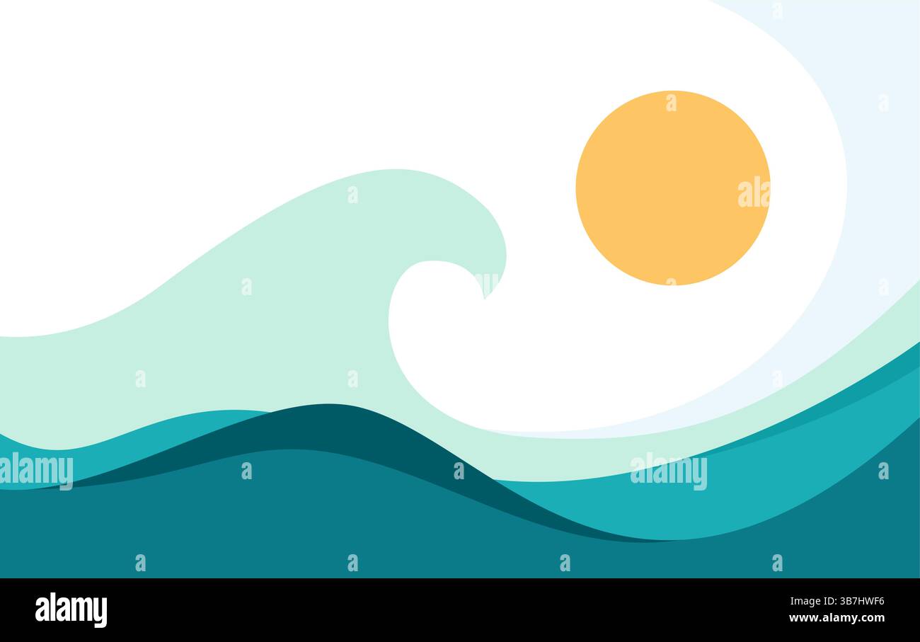 Wave Abstract with sun Background vector illustration Stock Vector ...