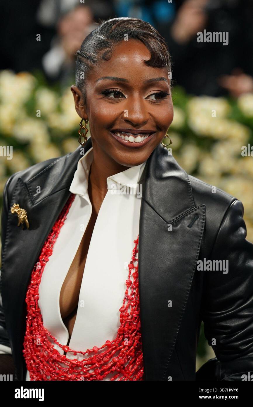 Ayo Edebiri at arrivals for The 2025 Costume Institute Exhibition Superfine: Tailoring Black ...