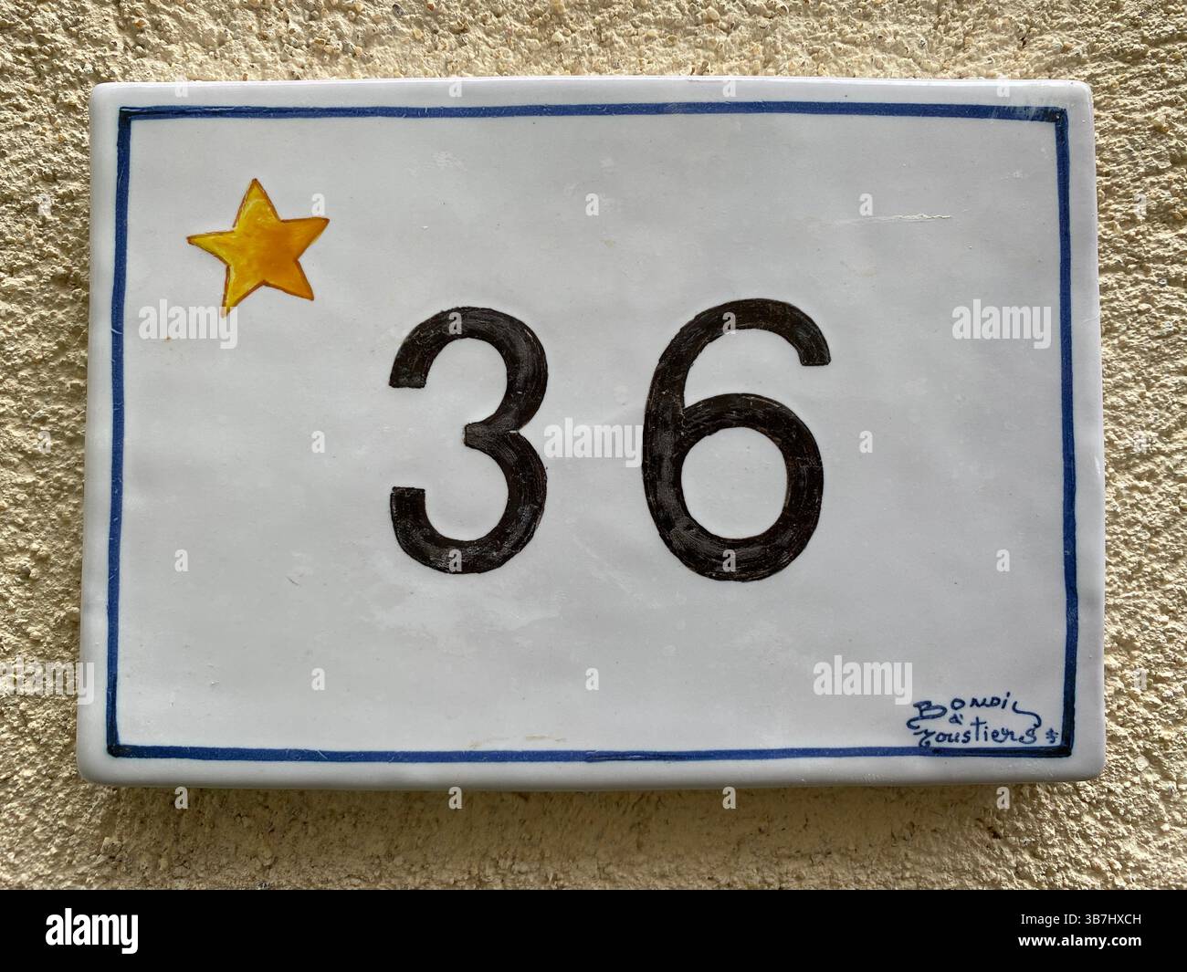 House number 36 located in Moustiers-Sainte-Marie Stock Photo - Alamy