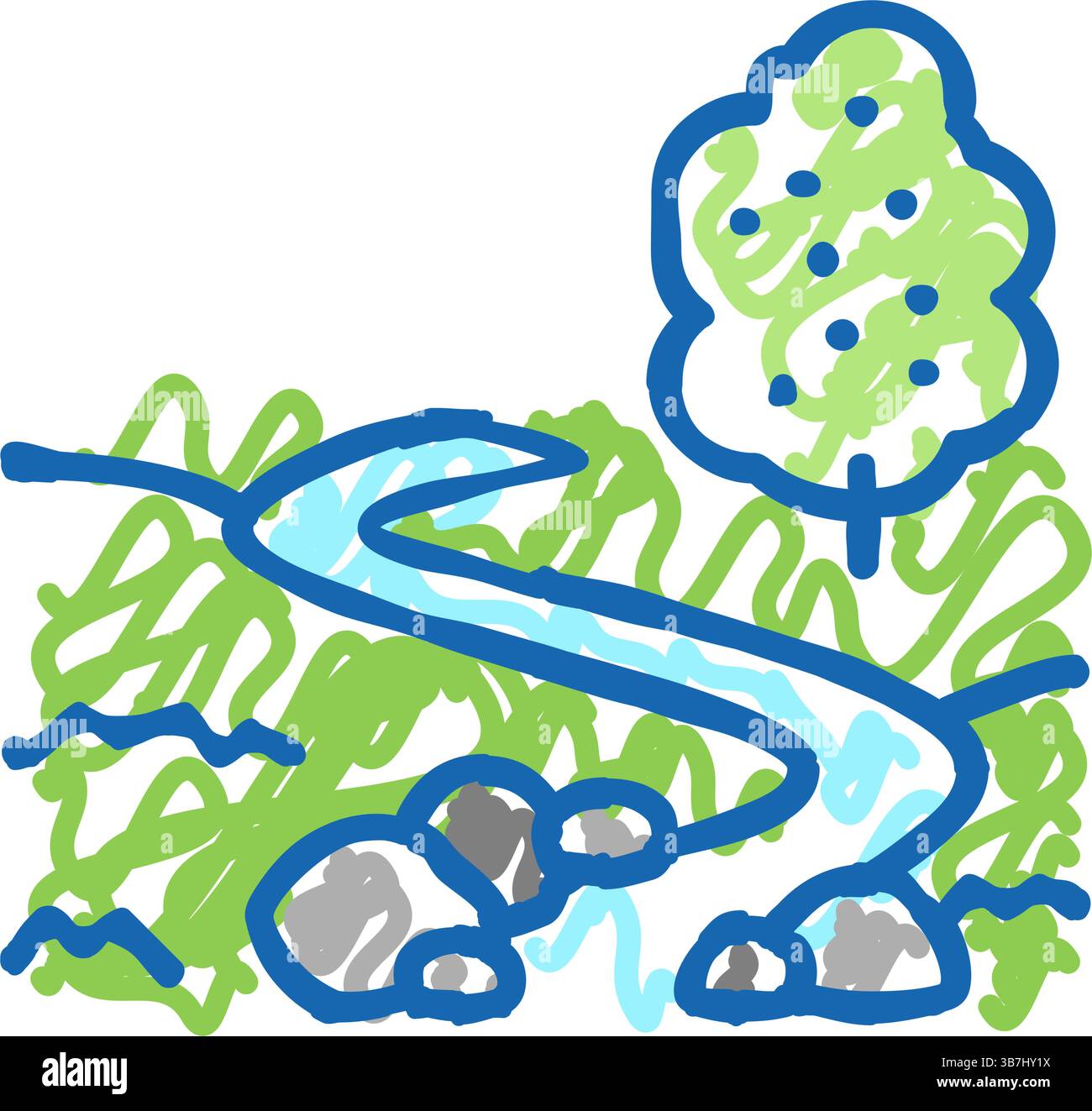 river on meadow icon doodle illustration Stock Vector Image & Art - Alamy