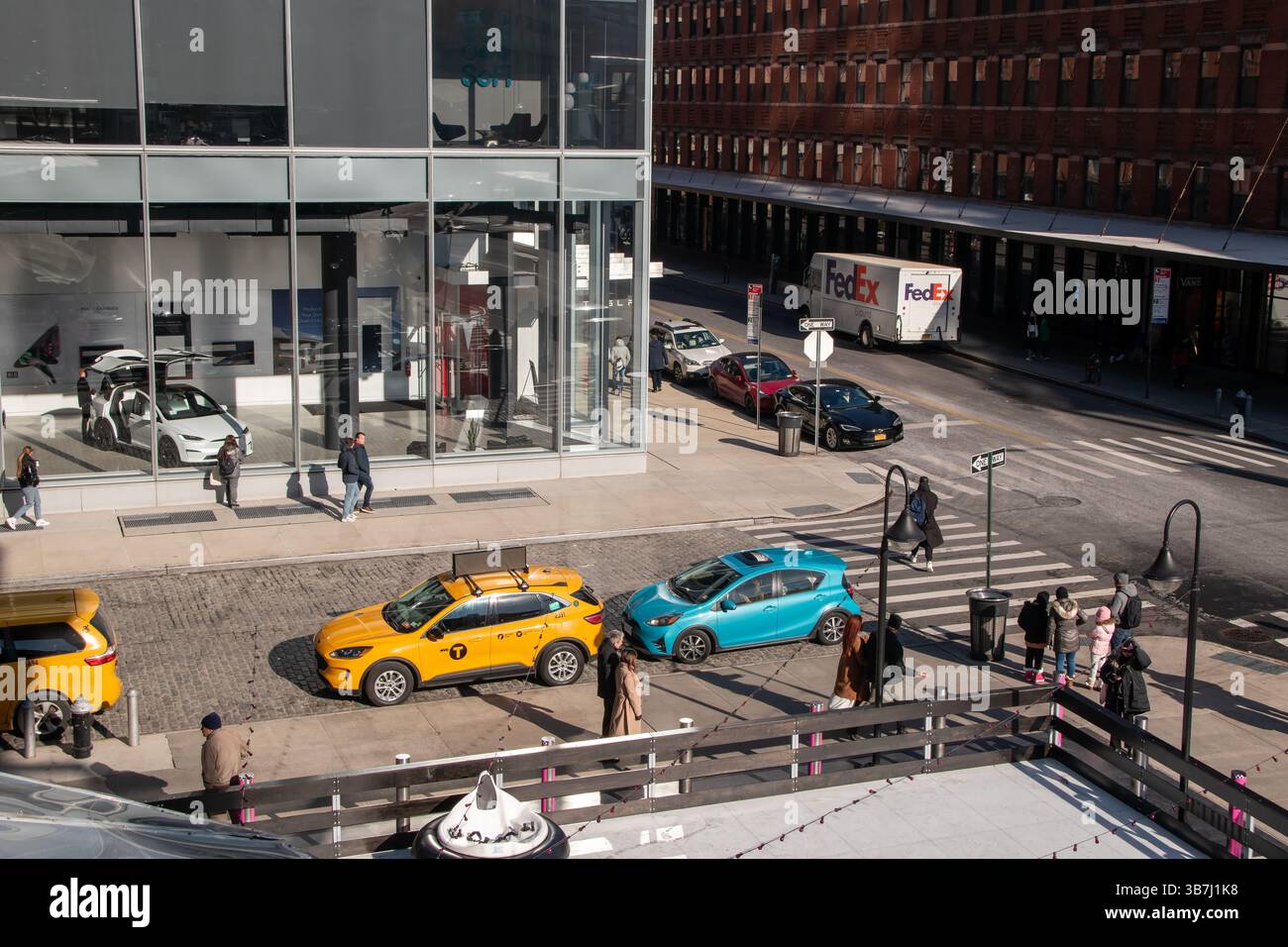 Manhattan, NYC, NY, USA, Tesla car showroom, people and cars, New York ...