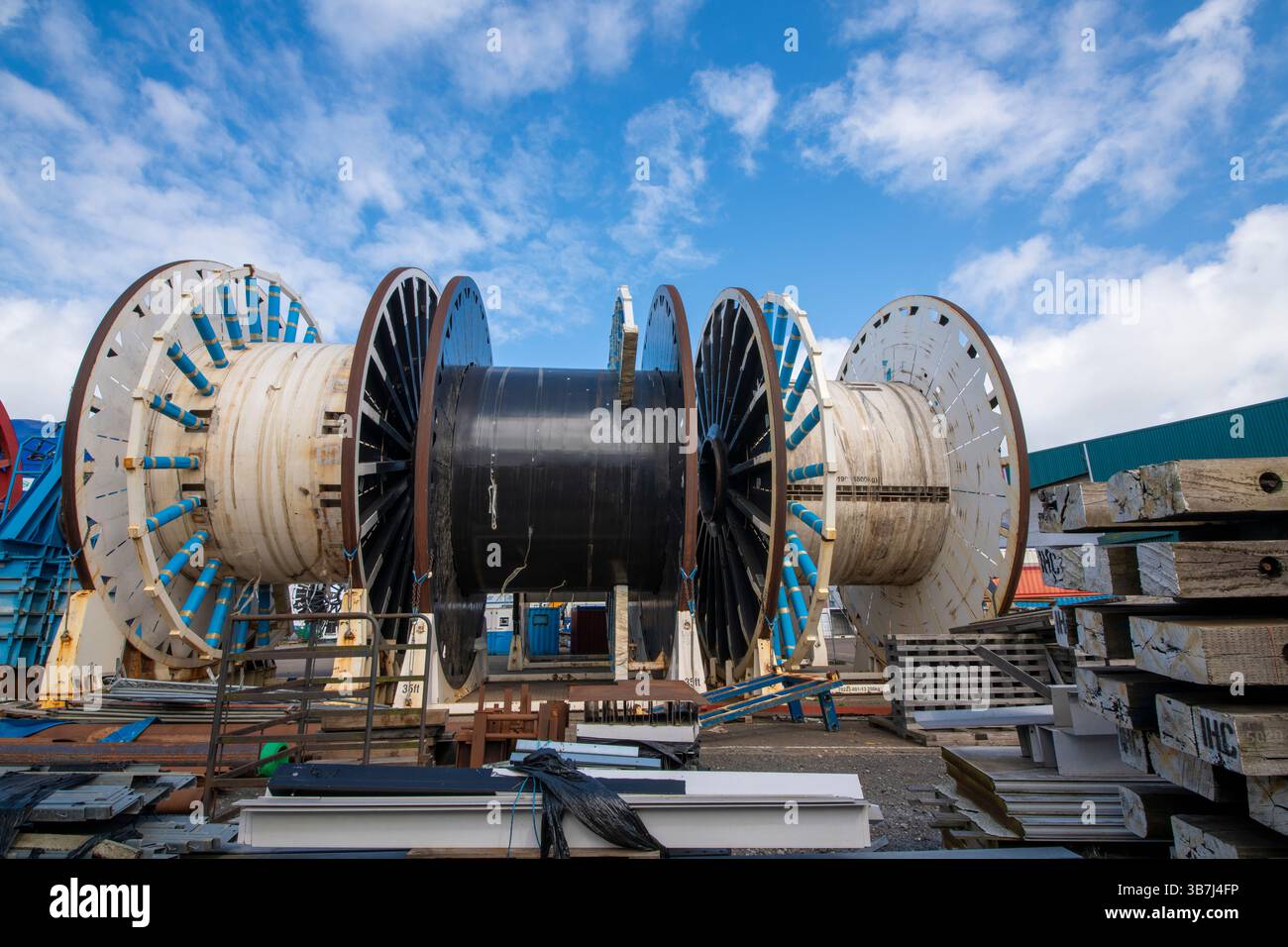 Power supply underwater cable spools Stock Photo - Alamy