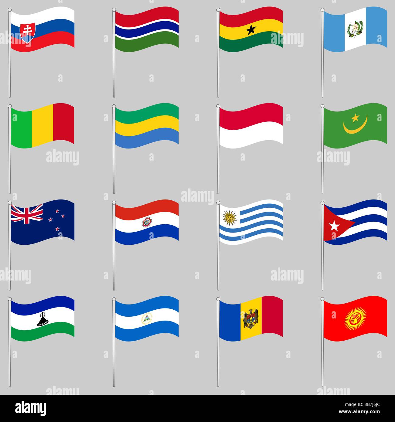 Vector waving flags on a pole vector ilustrator Stock Vector Image & Art - Alamy