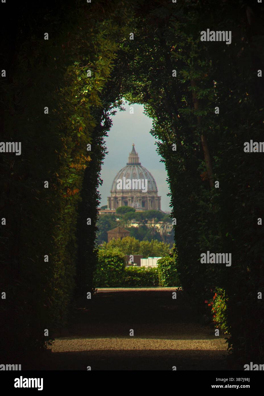 View of St. Peters Basilica from Keyhole on Aventine Hill Stock Photo ...