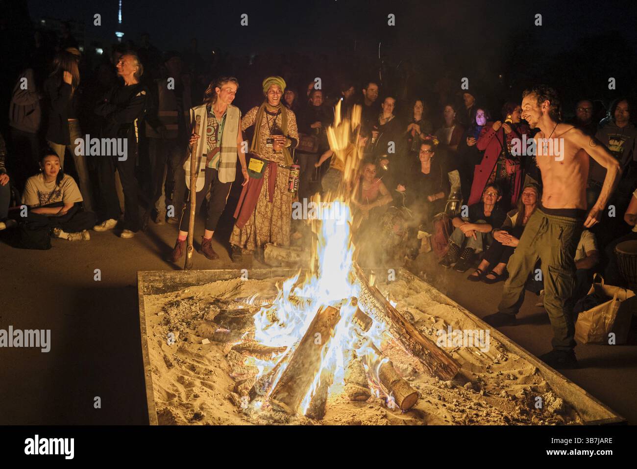 Germany, Berlin, 30.04.2025, Peaceful Walpurgis in Mauerpark, witches ...
