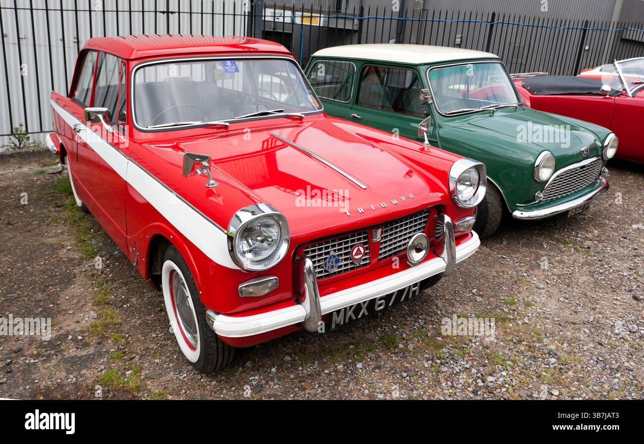 Three-quarters Front View of a 1969, Red, Triumph Herald, on display at ...