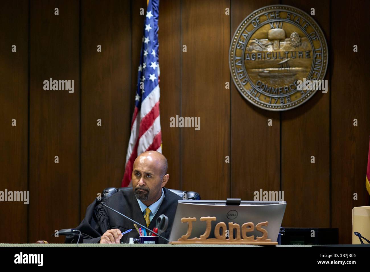 Judge James Jones Jr., listens during closing arguments in the trial of ...