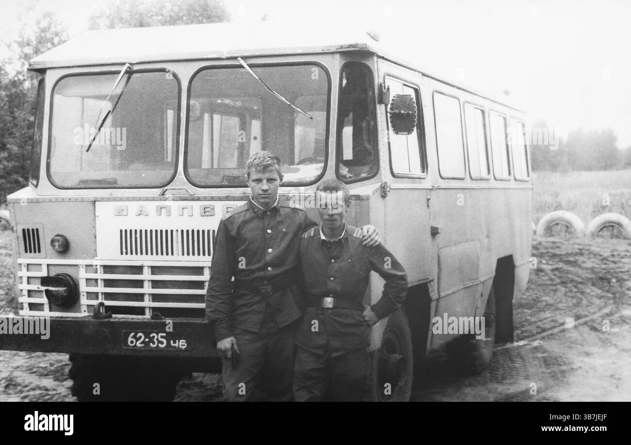 January 1, 1988, Kotlas, Kotlas, Russia: Drivers of the APP-66 4x4 army ...