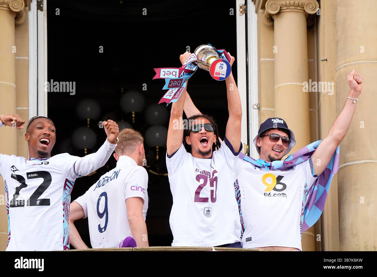Burnley's Jaidon Anthony (left), Hannibal Mejbri (centre) and James ...