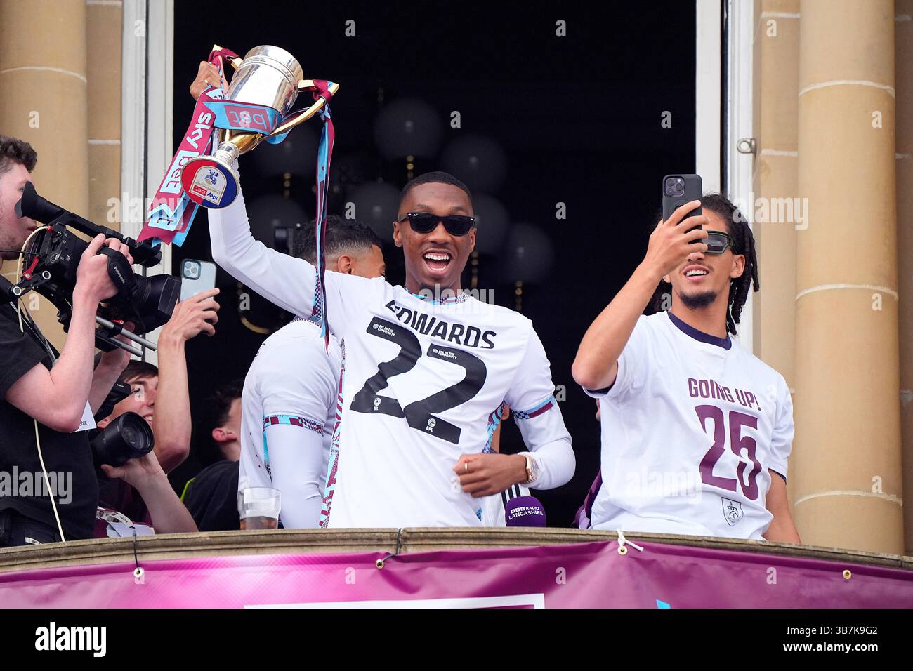Burnley's Jaidon Anthony (left) and Hannibal Mejbri celebrate at ...