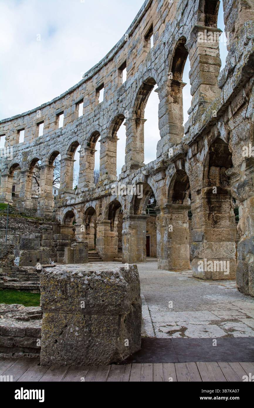 The outer circular passage of Pula Arena in Istria, Croatia, one of the ...