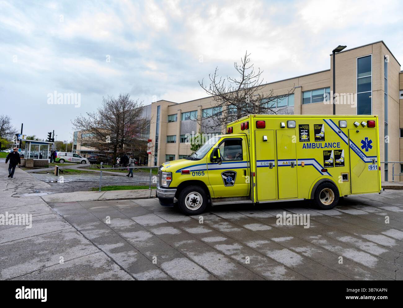 Montreal, Canada. 06th May, 2025. An ambulance sits outside of ...