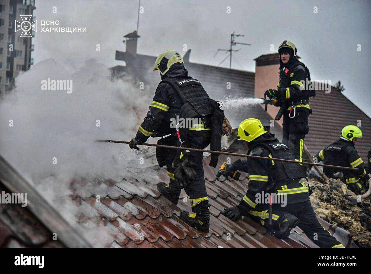 In this photo, provided by the Ukrainian Emergency Services on Tuesday ...